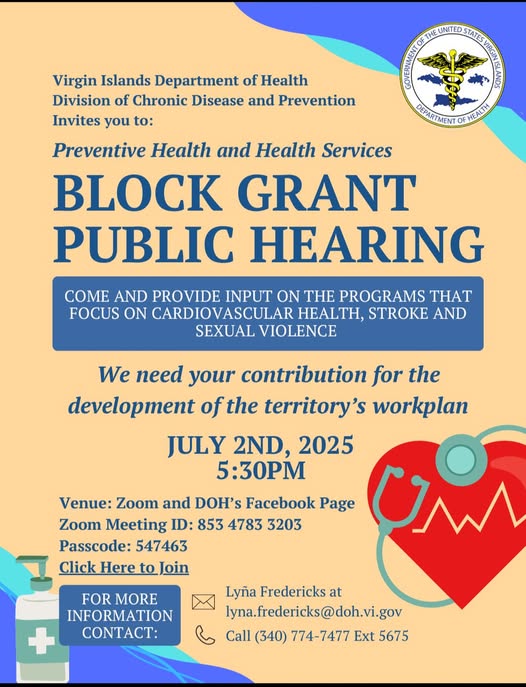 Preventive Health & Health Services Block Grant Public Hearing - My Virgin Islands