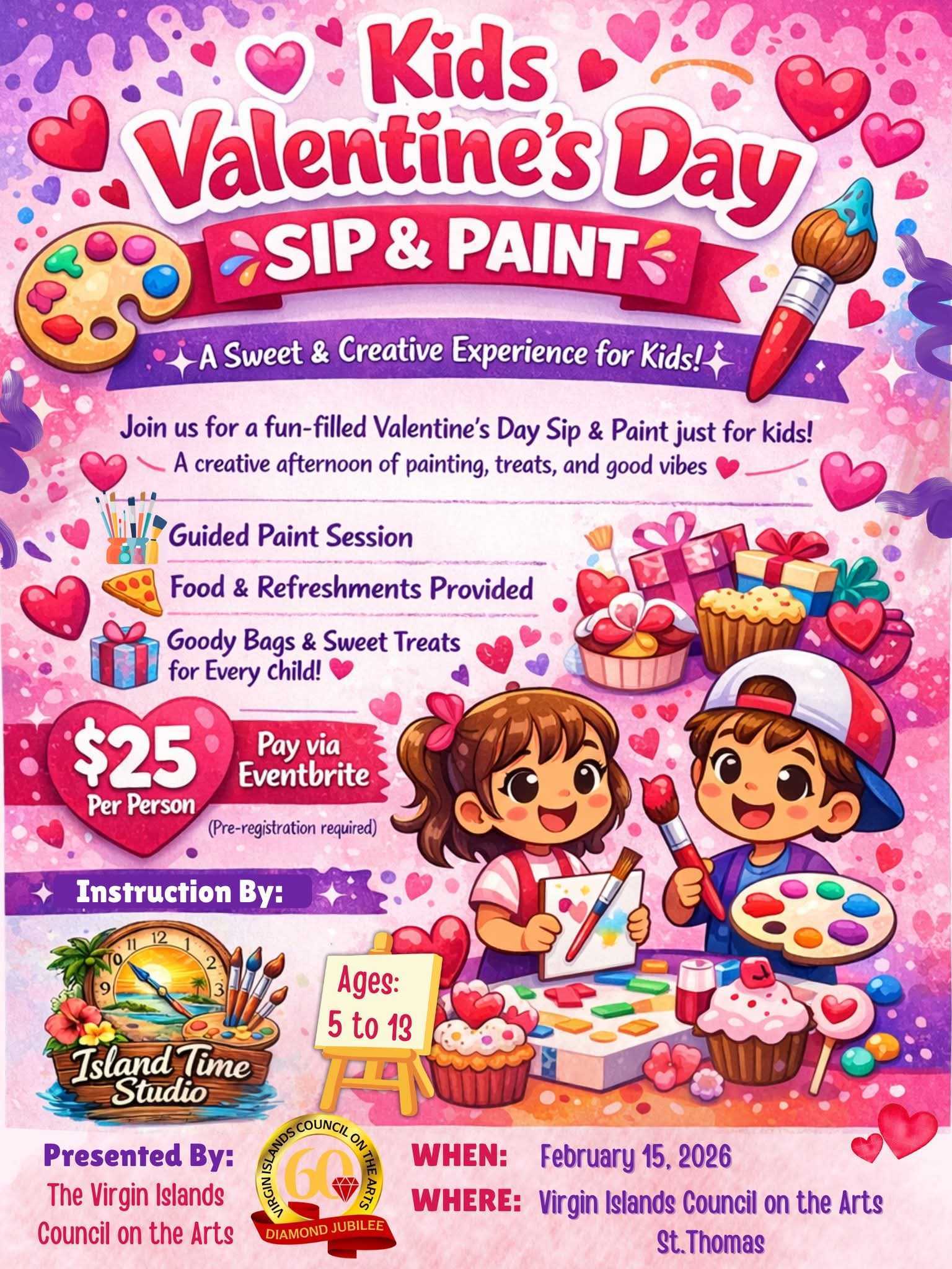 Kids Valentine's Day Sip & Paint - My Virgin Islands